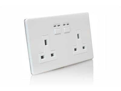 LightwaveRF Wireless Control Double Power Socket (2Gang,13Amp) - White ...